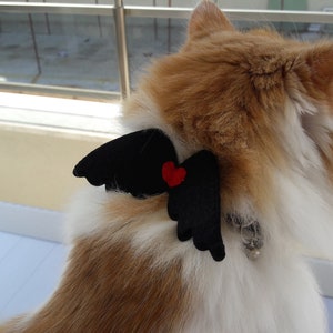 Cat Collar/ Black Angel Wing Cat Collar/ Red Heart Cat Collar/ Felt ...