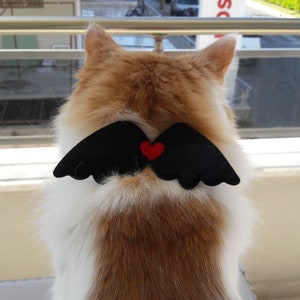 Cat Collar/ Black Angel Wing Cat Collar/ Red Heart Cat Collar/ Felt ...