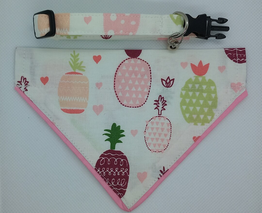 Bandana Cat Collar Set- ''pineapple Fruit''- Tropical Cat Collar W ...