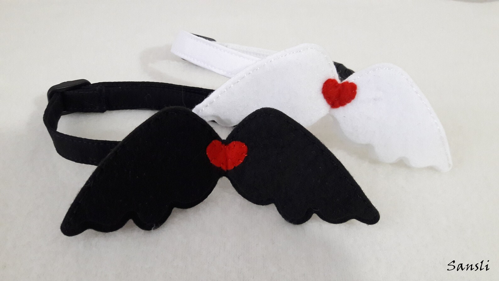 Cat Collar/ Black Angel Wing Cat Collar/ Red Heart Cat Collar/ - Etsy