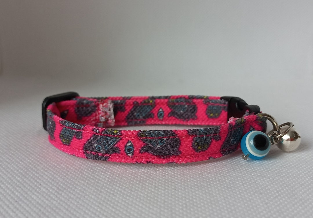 Cat Collar - ''evil Eye, Hamsa'' - Hand of Fatima Cat Collar / Fuchsia ...