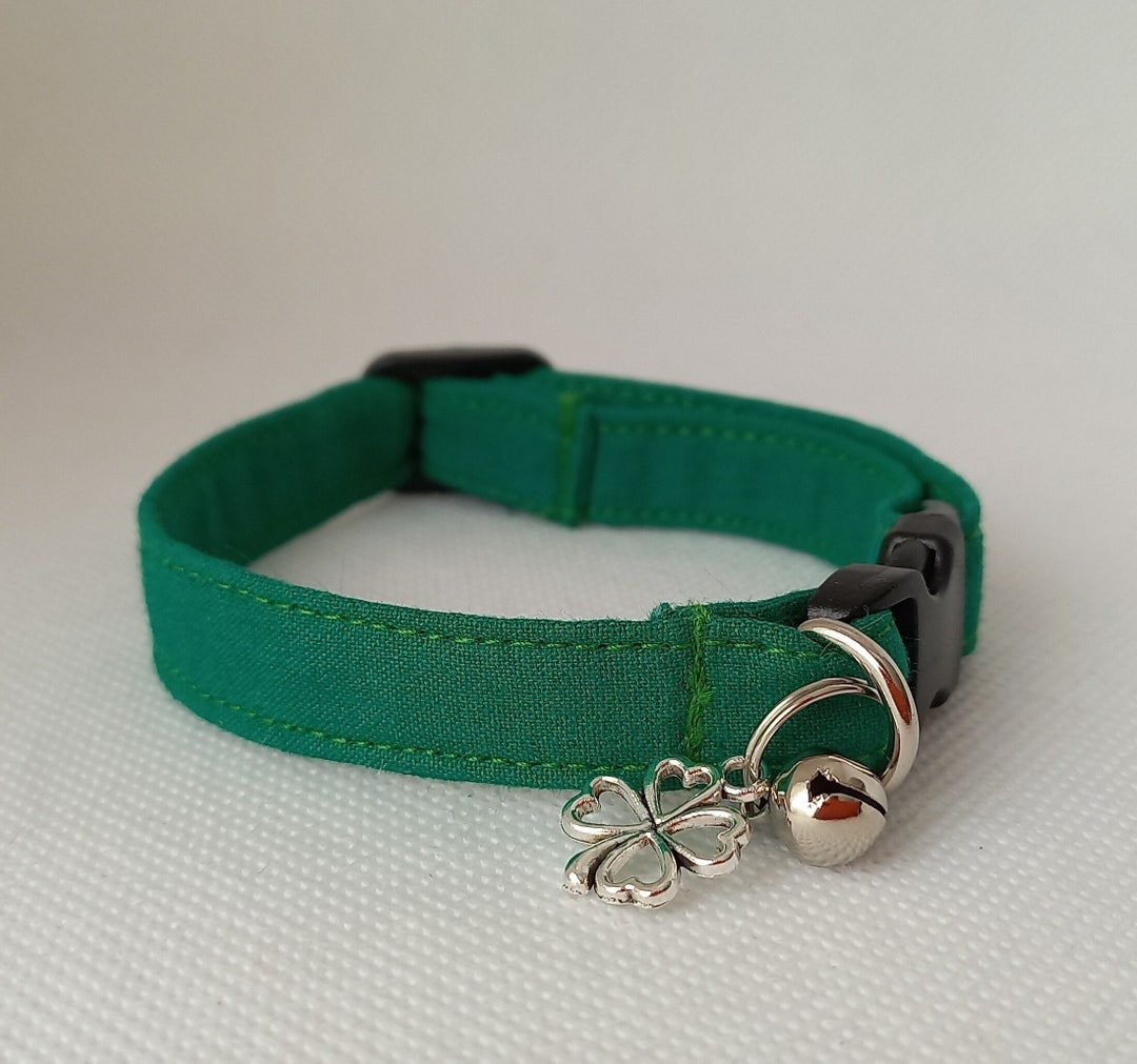 Solid Color Cat Collar- ''luck Clover''- Shamrock Cat Collar/ Green Cat ...