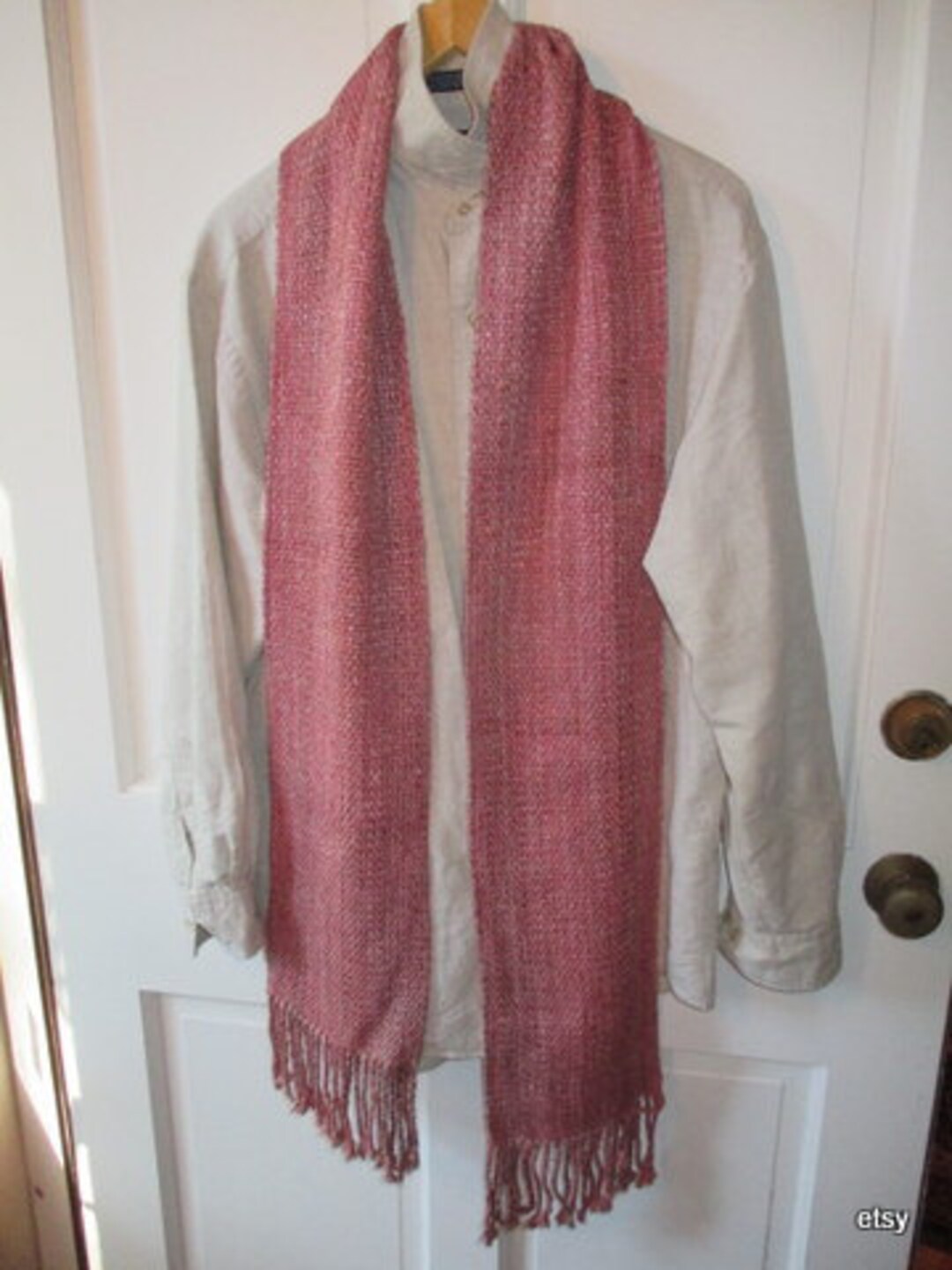 Scarf, Pink, Dusty Rose, Handwoven Silk ,linen, Rayon Scarf , Dusty ...