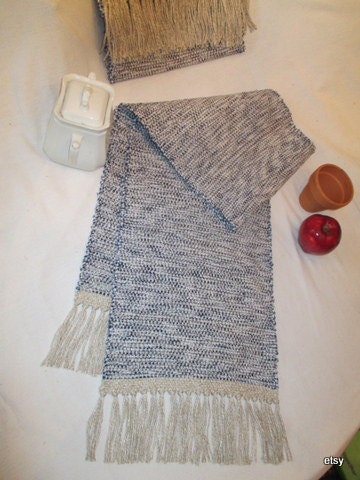 Table Runner, Table Rug, Bureau Scarf , Table Topper, Blue and White ...