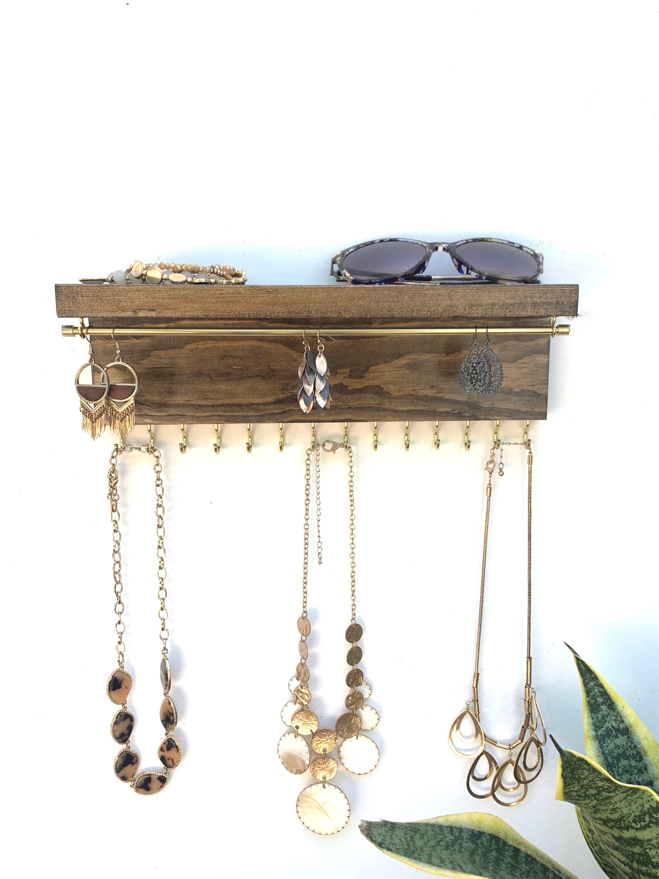 Wall Mount Jewelry Organizer With Shelf Earring Holder | Etsy