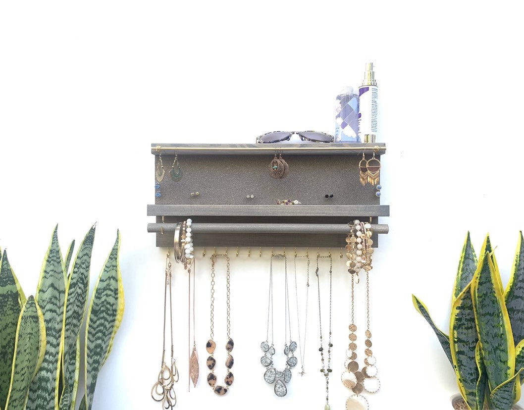 Jewelry Organizer with Shelf, Necklace Holder, Stud Earring, Jewelry ...
