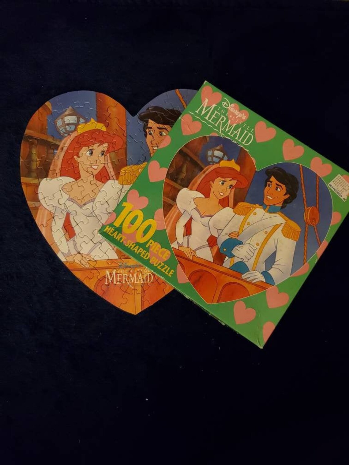 Vintage the Little Mermaid and Prince Eric Heart Puzzle | Etsy