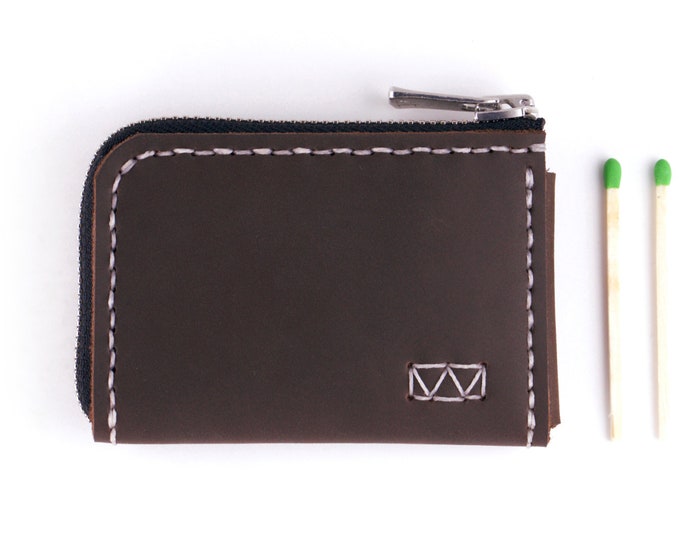 Matchbox Hand-stitched Leather Zipper Wallet Minimalist - Etsy