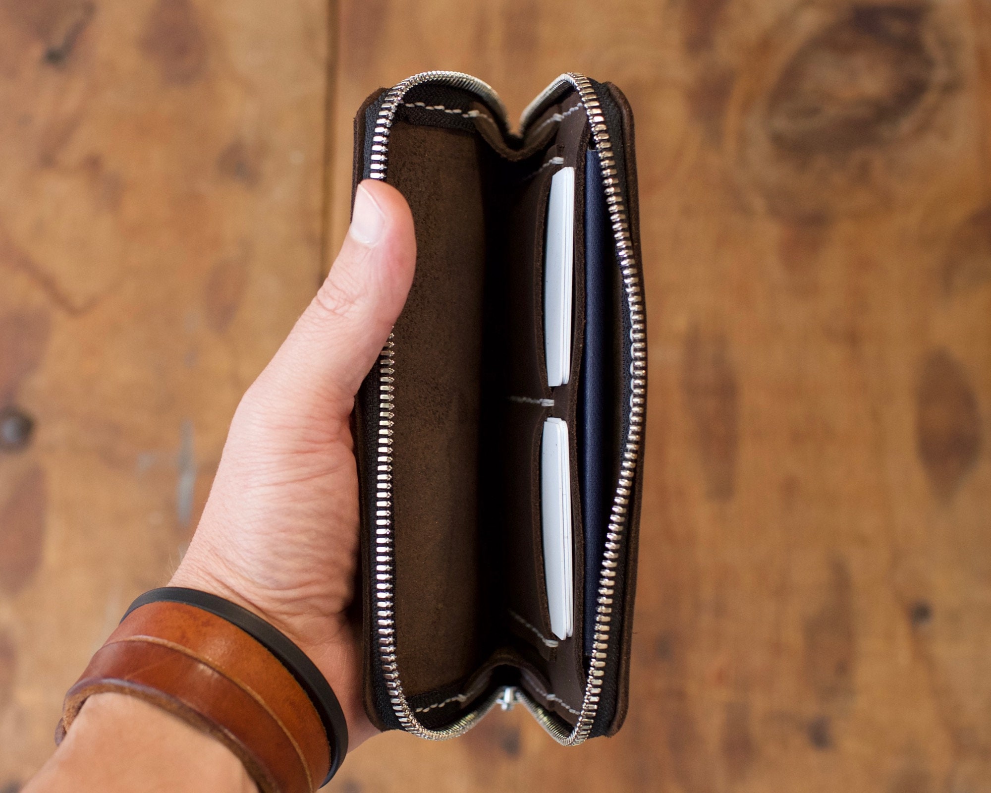 Traveler's Wallet With 3-sided Zipper | Passport Wallet With Zipper - Etsy