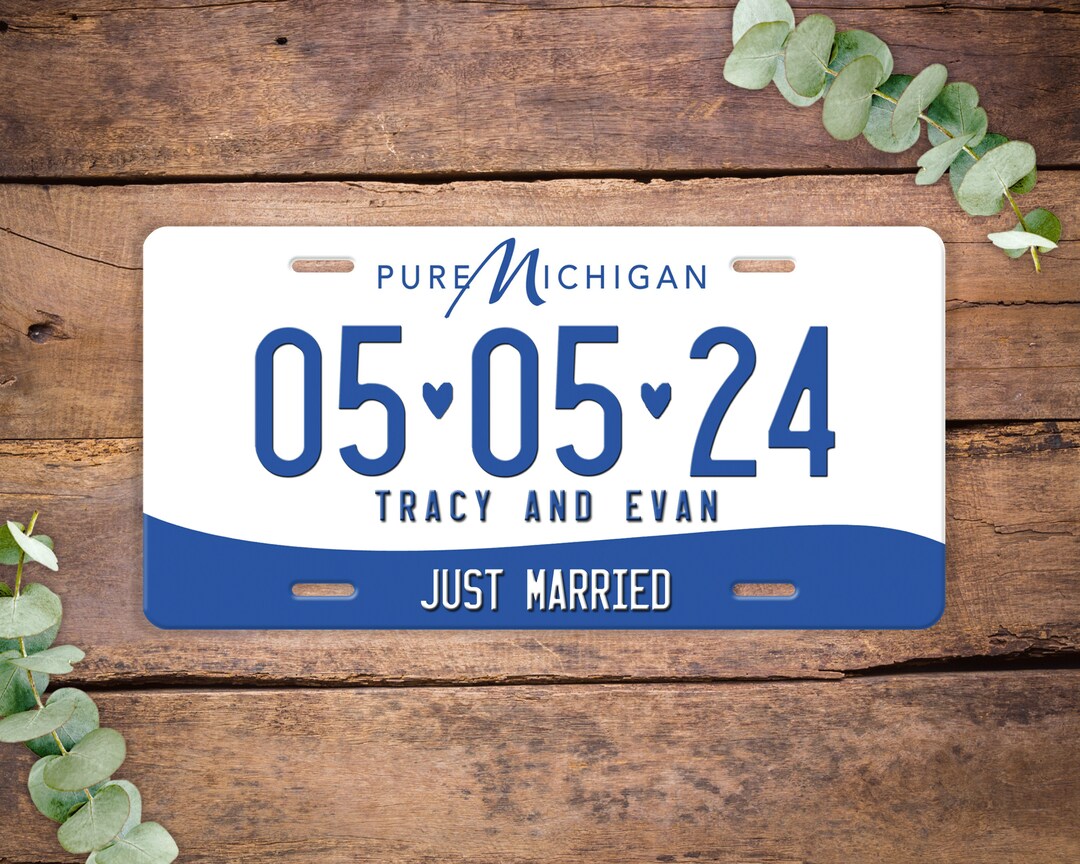 Michigan Personalized Wedding License Plate, Just Married State Name ...