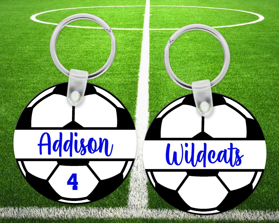 Soccer Name Bag Tag | Personalized Team Soccer Keychain | Soccer ...