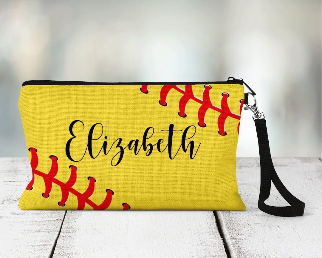 Softball Zippered Pouch, Personalized Team Makeup Bag, Sports Accessory ...