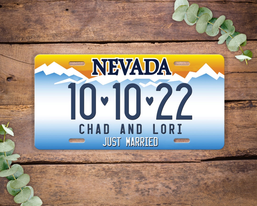 Nevada Personalized Wedding License Plate, Just Married State Name ...