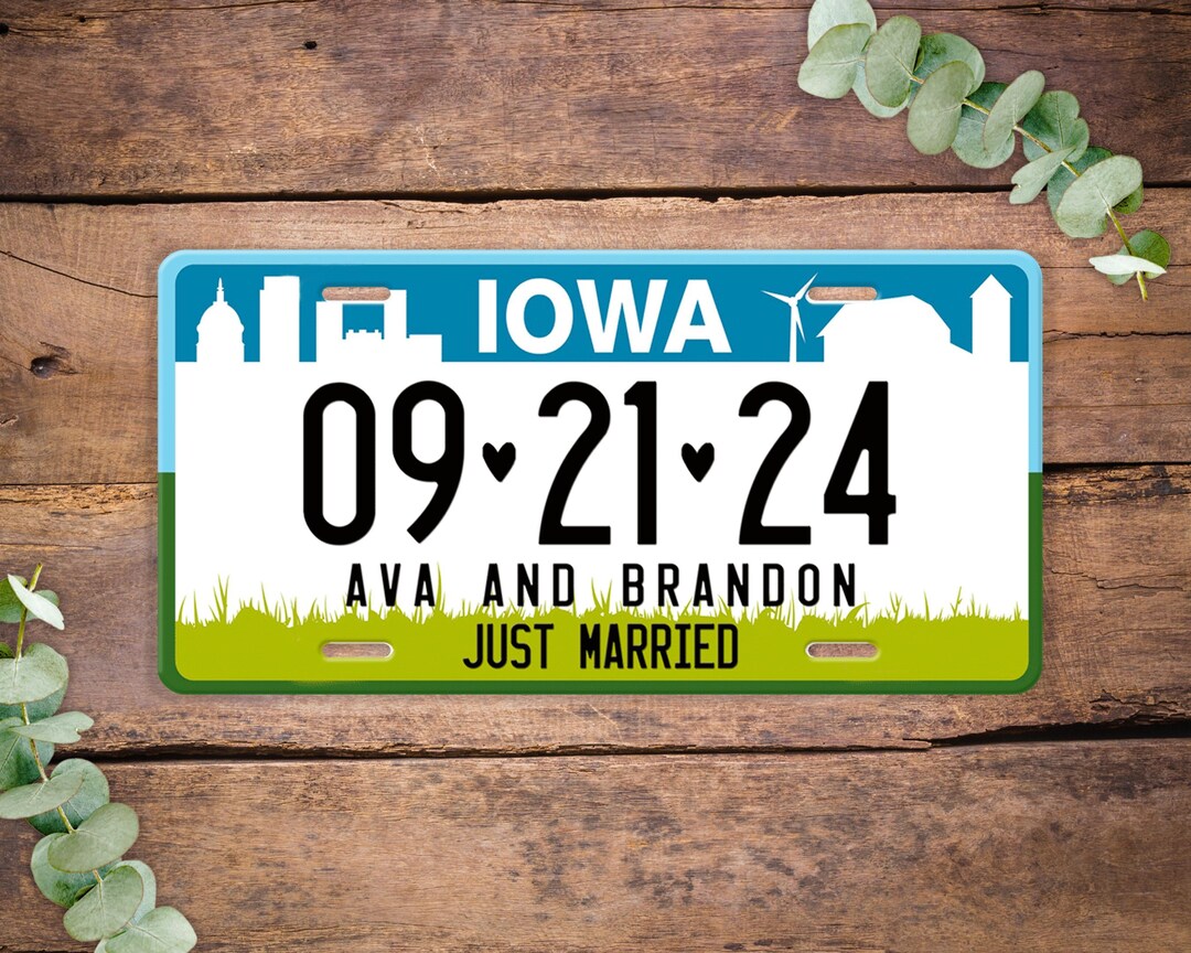 Iowa Personalized Wedding License Plate, Just Married State Name ...