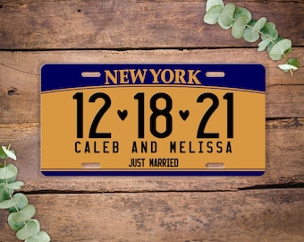 Personalized Wedding License Plate Just Married Name Wedding | Etsy