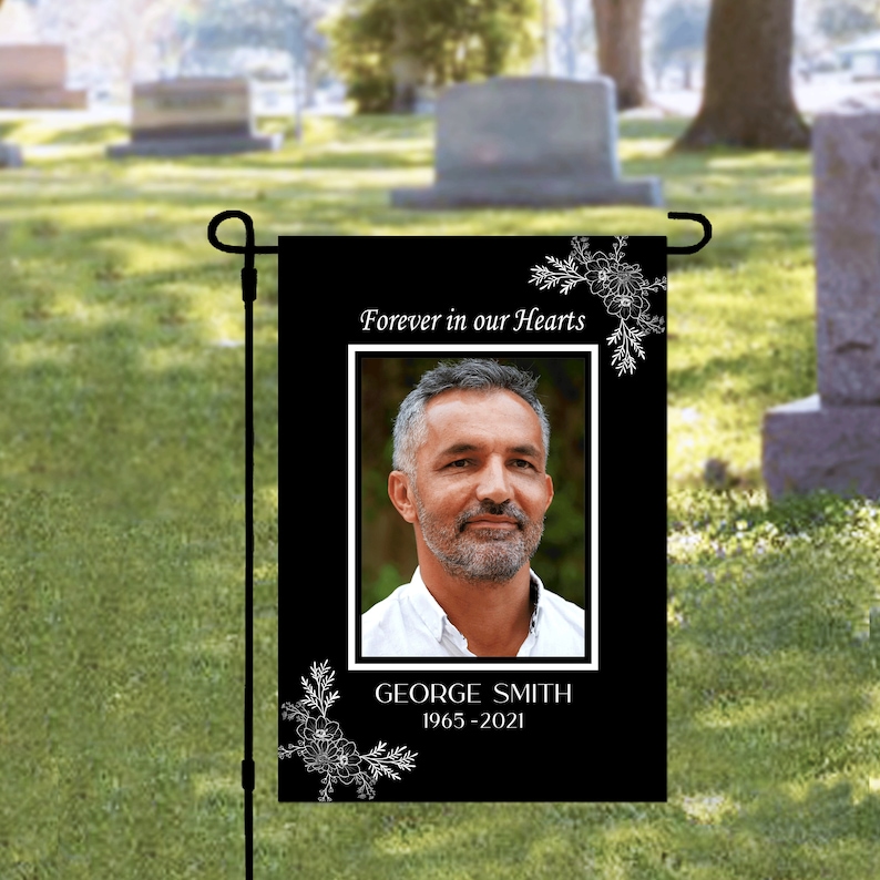 Personalized Photo Memorial Cemetery Flag, Custom Memorial Garden Flag ...