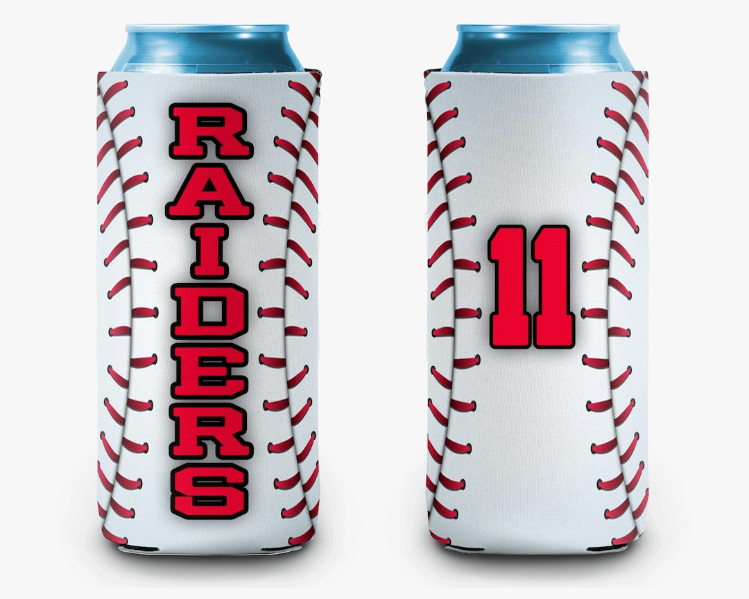 Baseball Stitch Can Cooler Personalized Team Number Can Cooler Sleeve ...