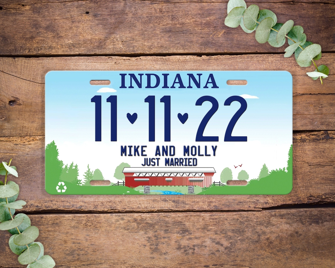 Indiana Personalized Wedding License Plate, Just Married State Name ...