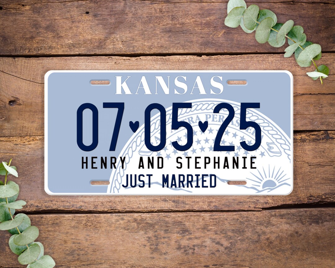Kansas Personalized Wedding License Plate, Just Married State Name ...