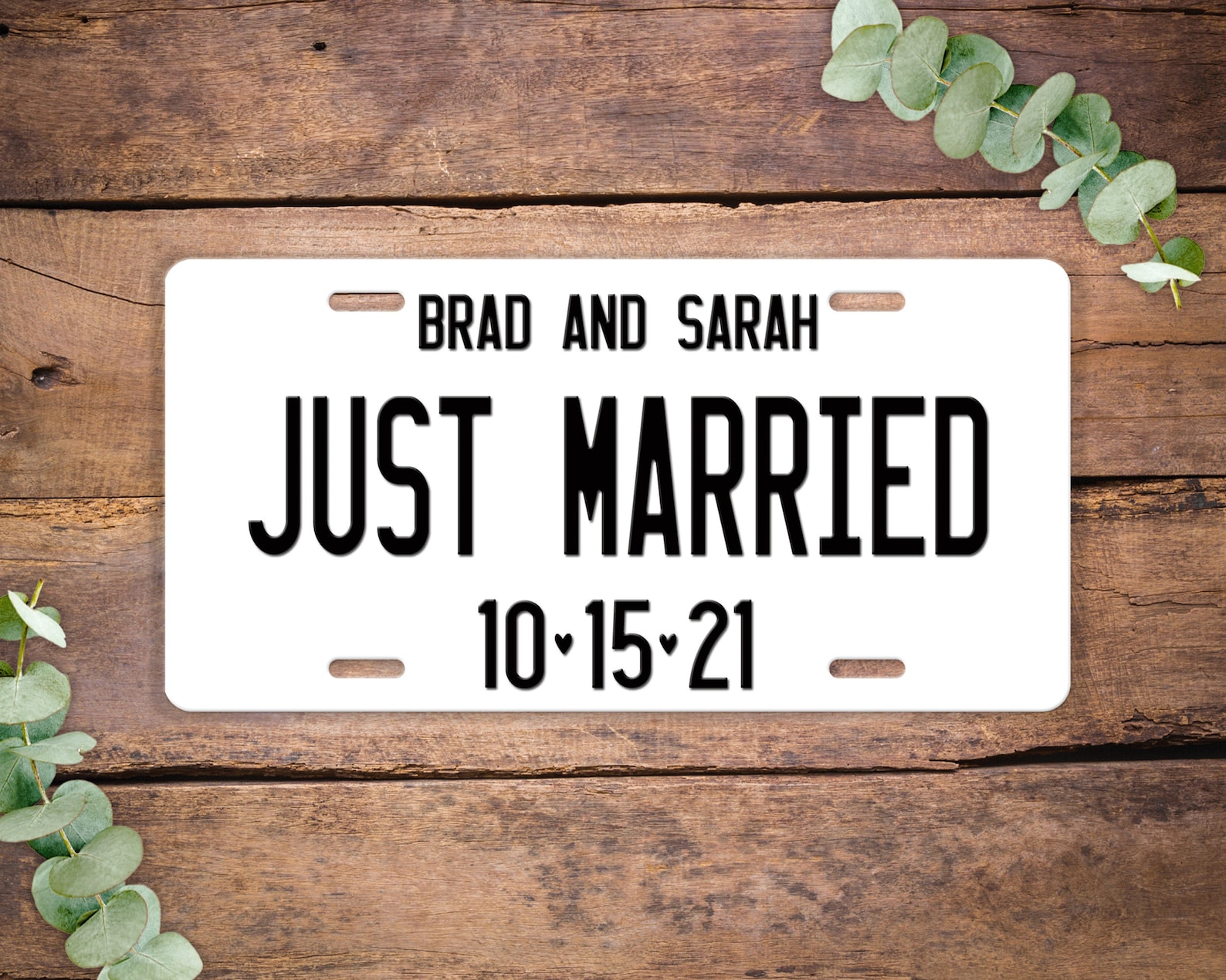 Personalized Wedding License Plate Just Married Name Wedding | Etsy