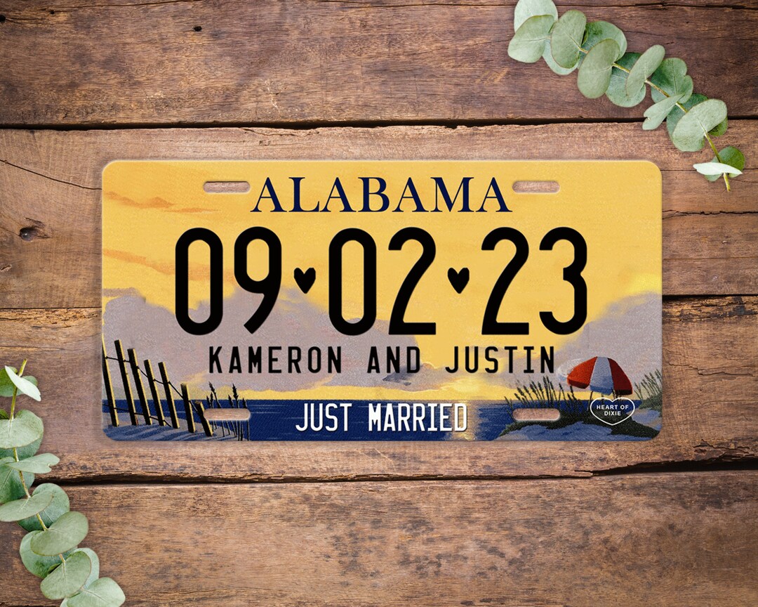 Alabama Personalized Wedding License Plate, Just Married State Name ...