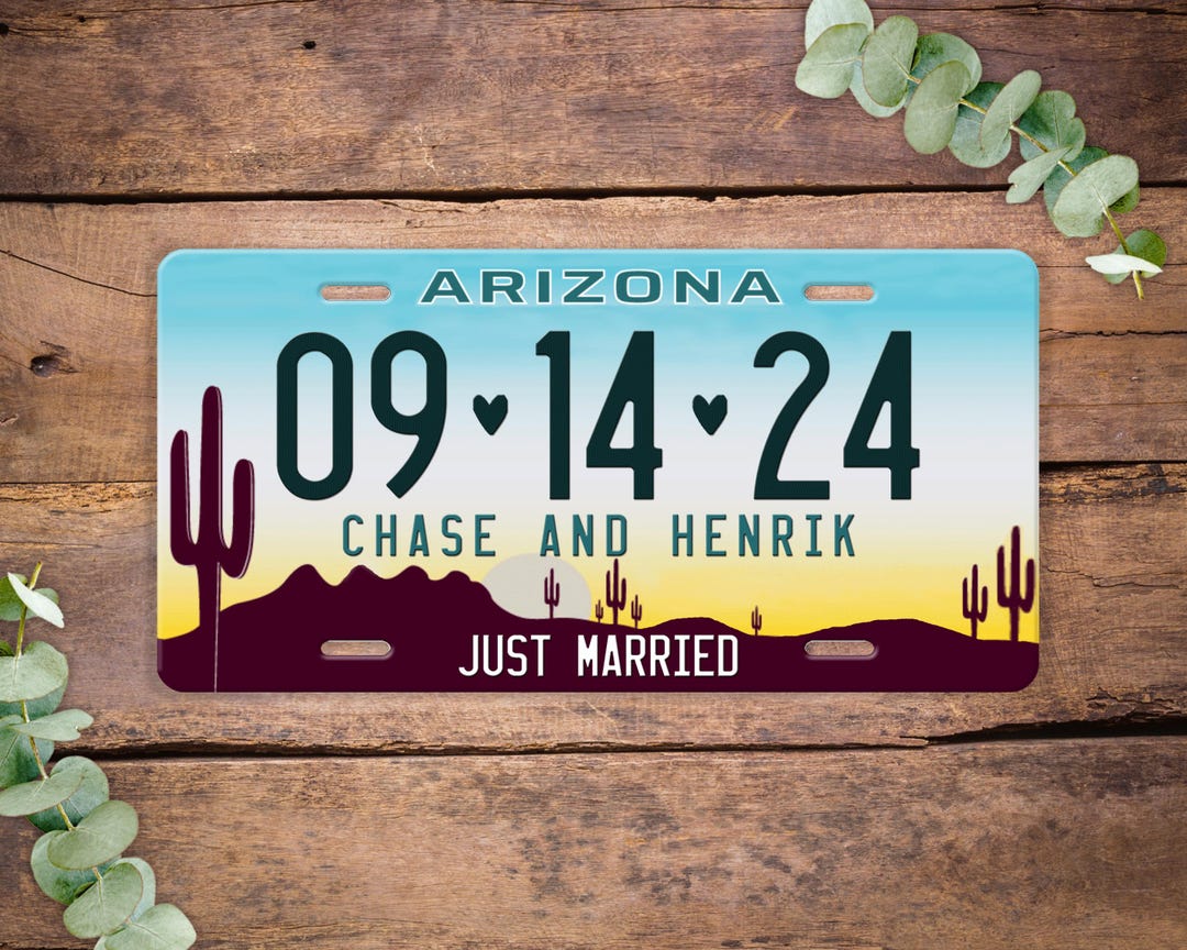 Arizona Personalized Wedding License Plate, Just Married State Name ...