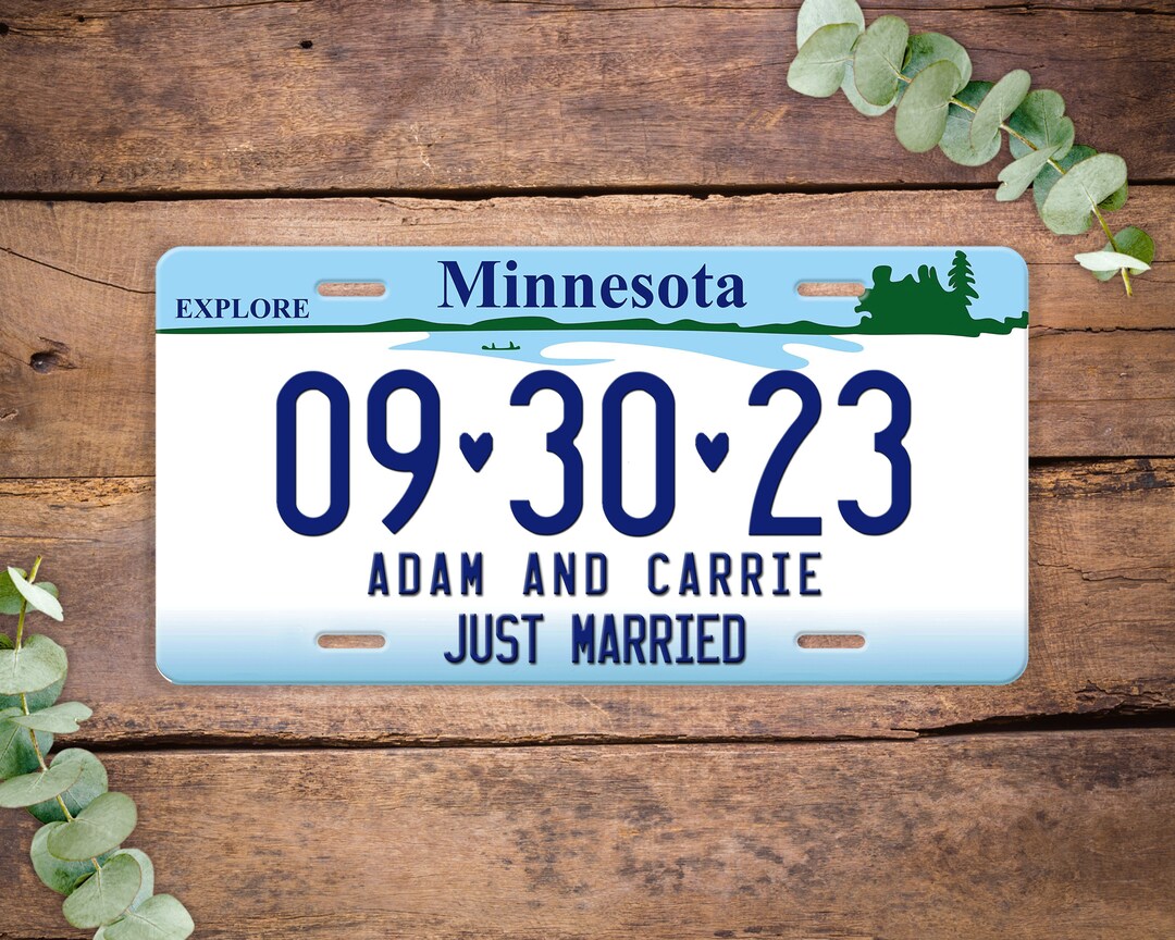 Minnesota Personalized Wedding License Plate, Just Married State Name ...