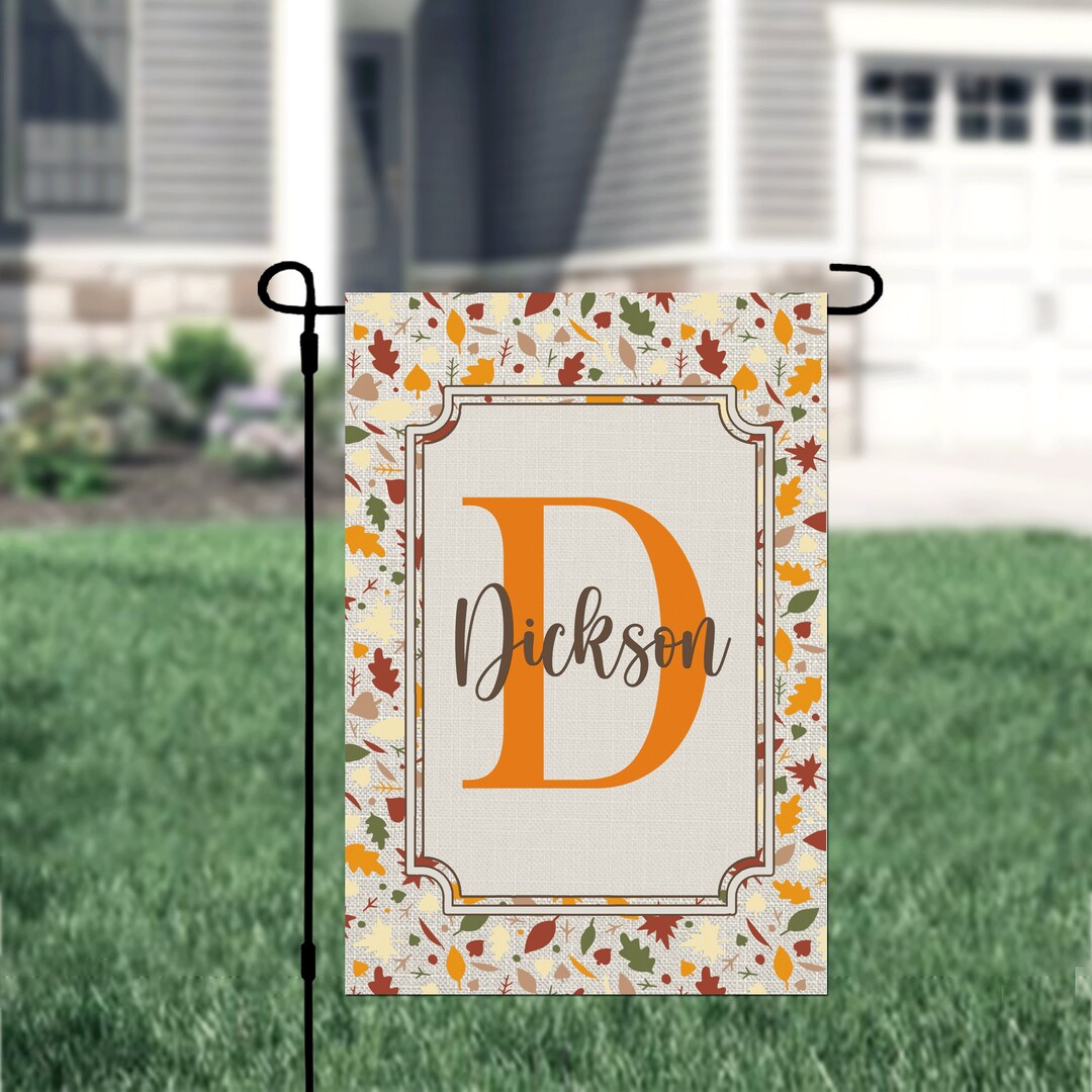 Personalized Welcome Fall Leaves Garden Flag, Custom Monogram Farmhouse ...