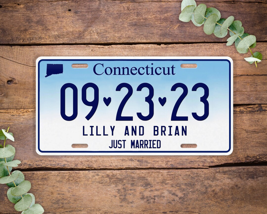 Connecticut Personalized Wedding License Plate, Just Married State Name ...