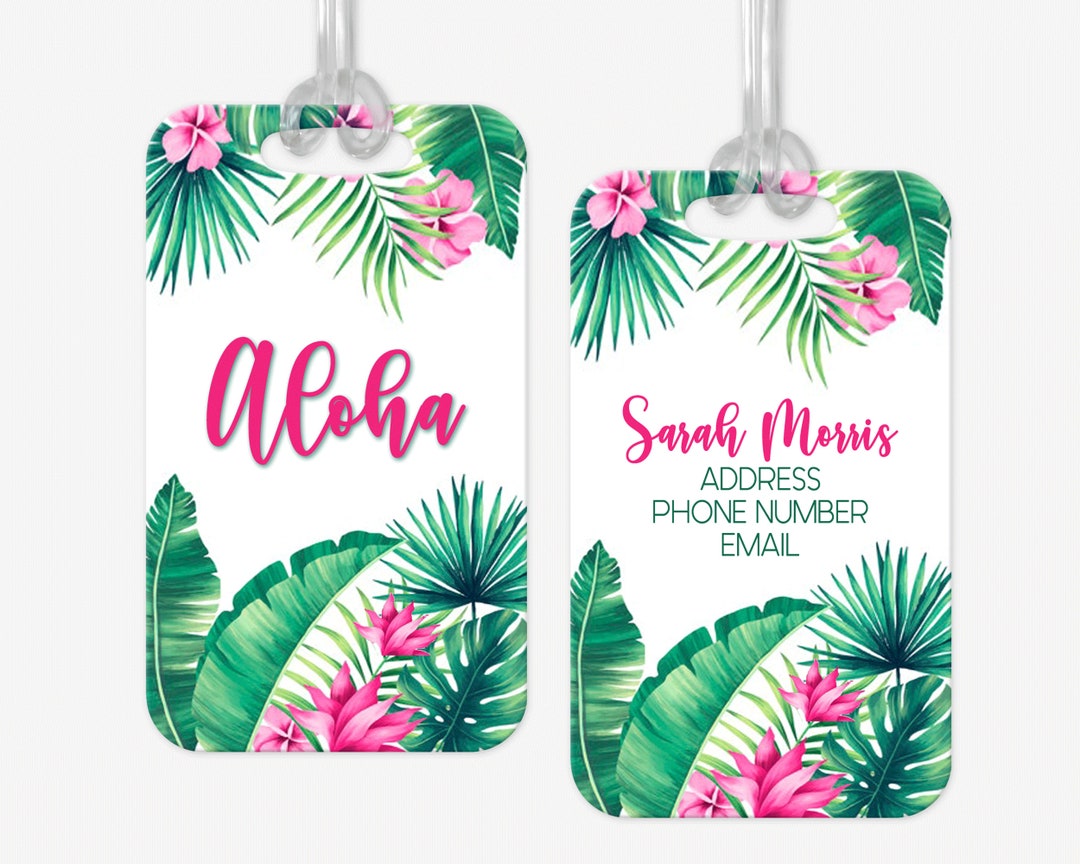 Personalized Luggage Tag, Tropical Aloha Beach Luggage Tag, Vacation ...