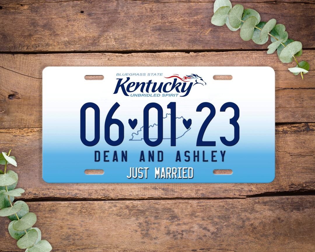 Kentucky Personalized Wedding License Plate, Just Married State Name ...
