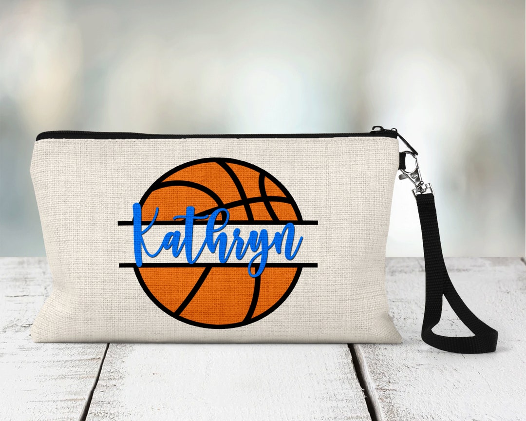 Basketball Zippered Pouch, Personalized Team Makeup Bag, Sports ...
