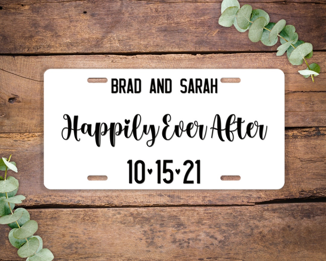 Personalized Wedding License Plate, Happily Ever After Name Wedding ...