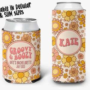 Bachelorette Party Can Cooler Groovy Boozy Theme Flower Power Retro ...