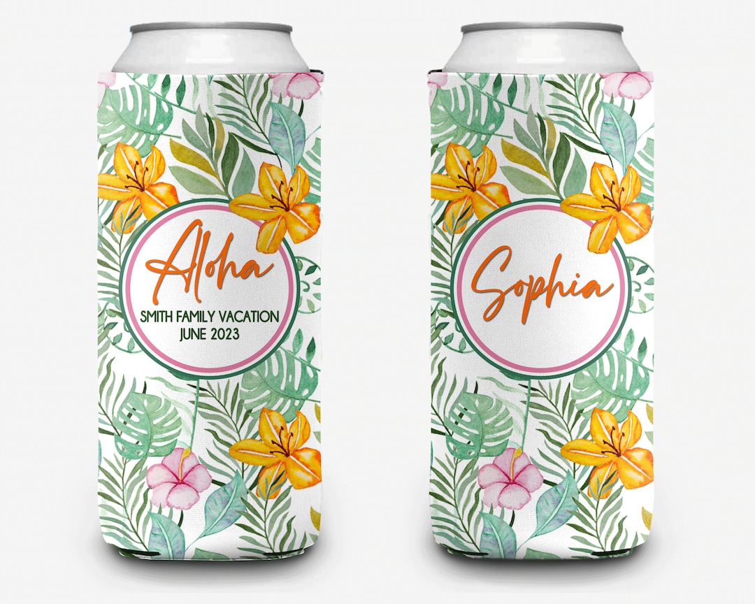 Tropical Aloha Event Can Cooler Beach Party Huggers Personalized Can ...