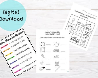 Back to School Ice Breaker Activity 1st 3rd Homeschool Printable ...