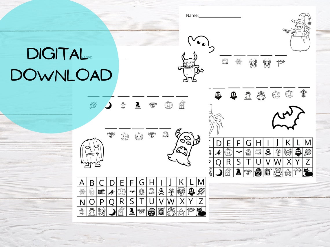 Halloween Secret Code Worksheets Halloween Activities Sheets - Etsy