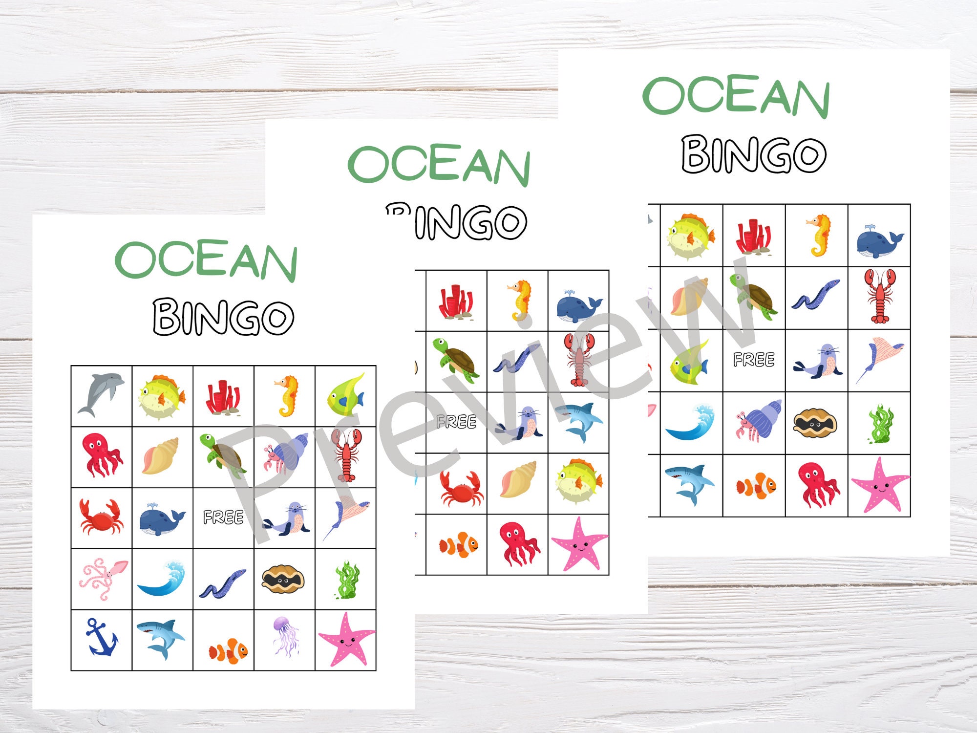 Ocean Bingo Game, Summer Fun Game, Ocean Party, Printable Download - Etsy