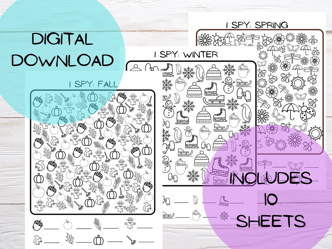I Spy Activity Sheets, Printable Activity, Downloadable Games, Counting ...
