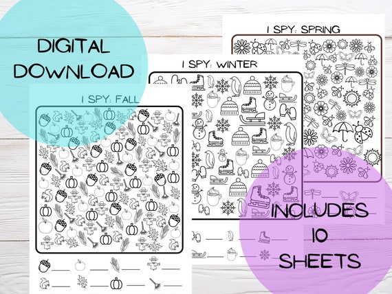 I Spy Activity Sheets Printable Activity Downloadable Games - Etsy