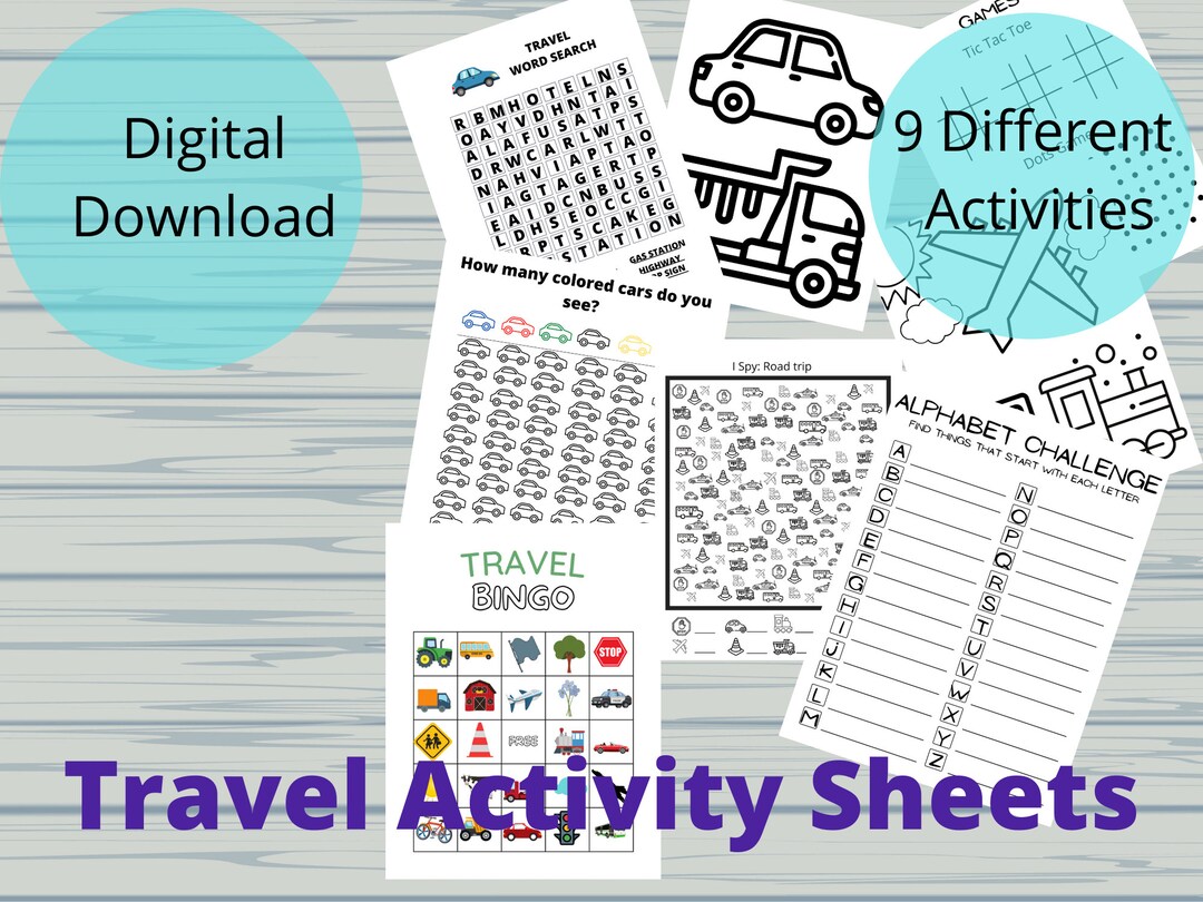 Travel Activitie Sheets, Printable Activties Sheet, Road Trip ...
