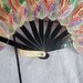 Vintage Indonesian Folding Hand Fan Pierced Vellum Hand Painted Flower ...