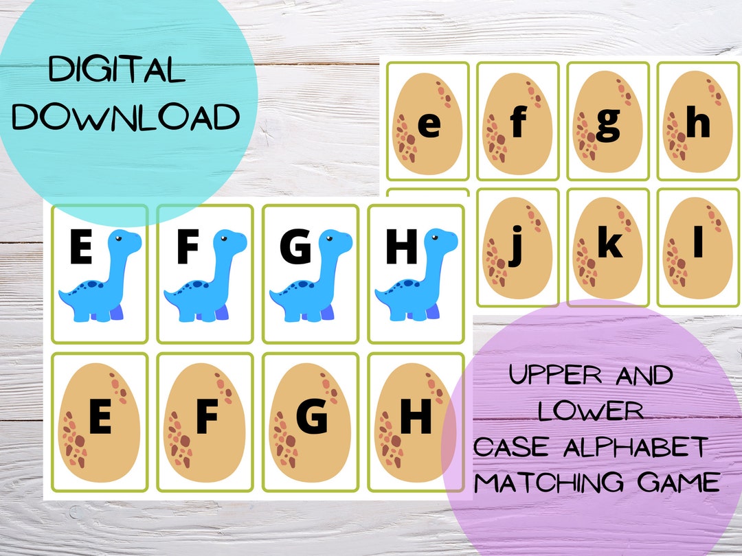 Dinosaur Alphabet Flashcards, Dinosaur Matching Game, Upper and ...