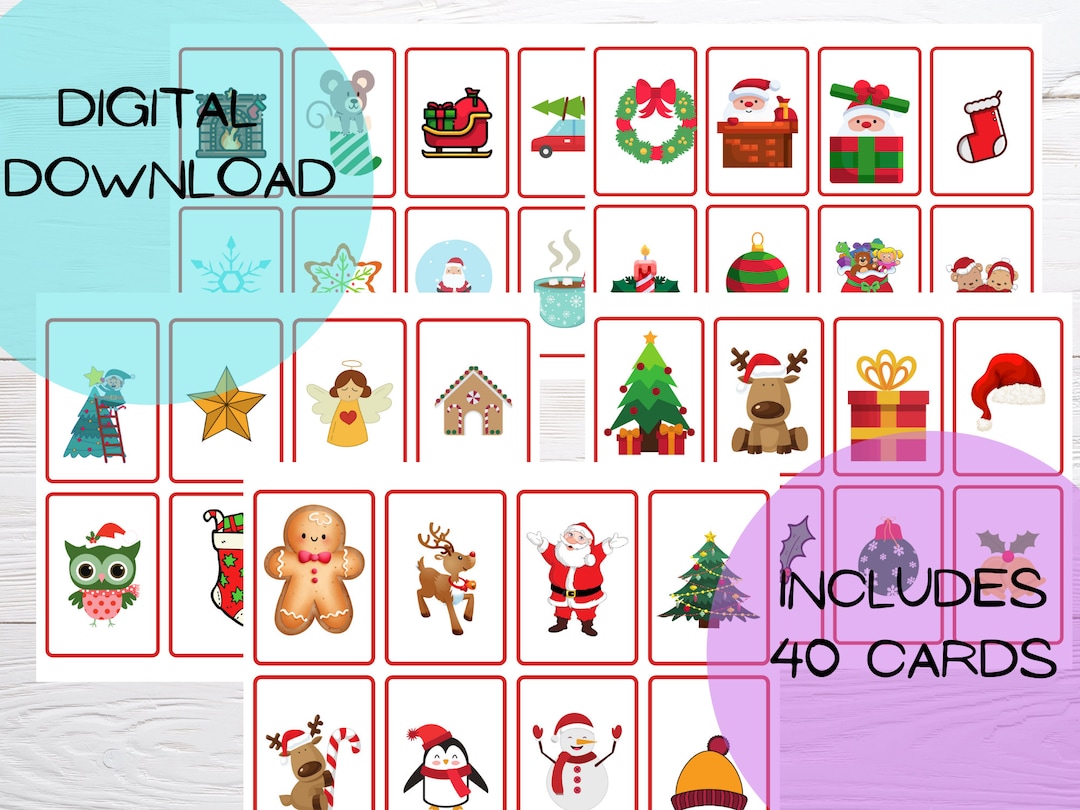 Christmas Memory Game, Holiday Game, Printable Game - Etsy