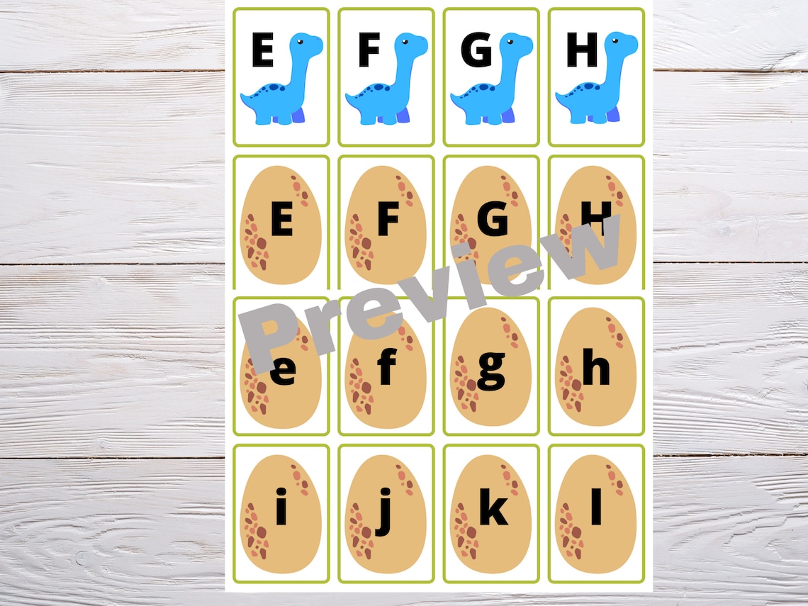 Dinosaur Alphabet Flashcards Dinosaur Matching Game Upper - Etsy