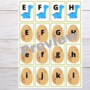 Dinosaur Alphabet Flashcards, Dinosaur Matching Game, Upper and ...