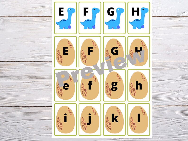 Dinosaur Alphabet Flashcards Dinosaur Matching Game Upper - Etsy