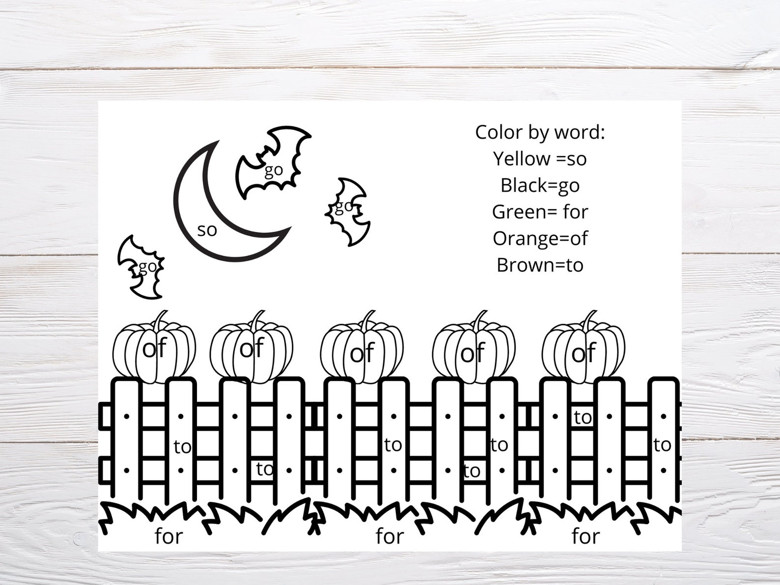 Halloween Coloring Sheets Color by Words Site Word Coloring | Etsy