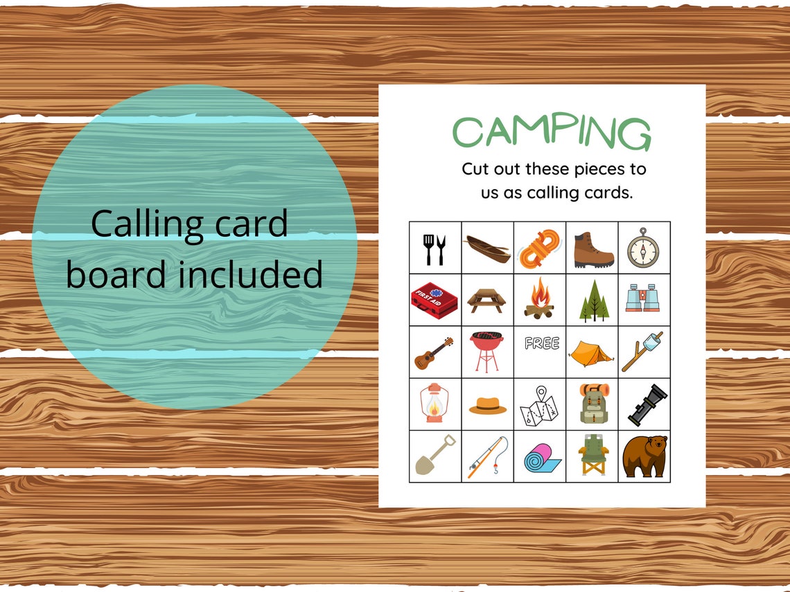 Camping bingo game printable bingo game party game camping | Etsy