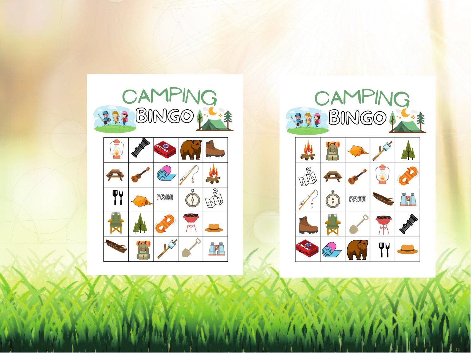 Camping bingo game printable bingo game party game camping | Etsy
